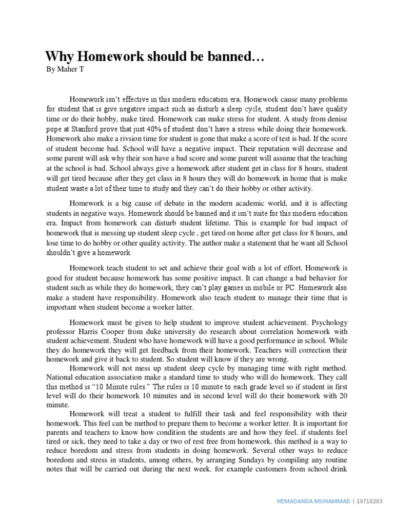 Homework Must Be Banned | PDF | Homework | Action (Philosophy)