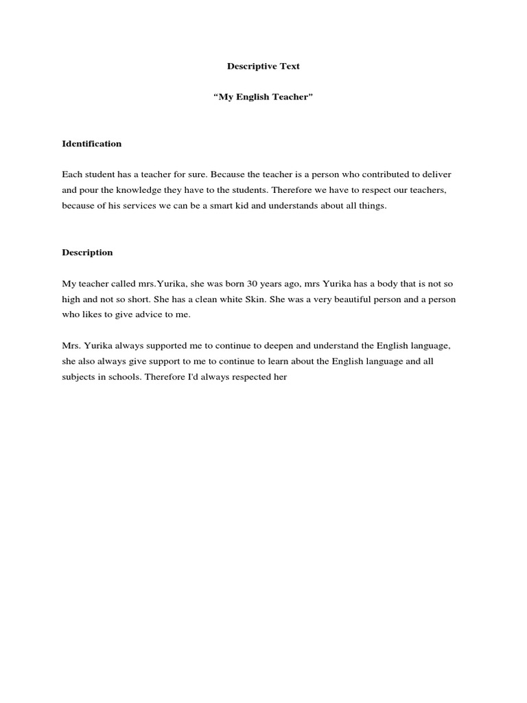 Descriptive Text About My English Teacher | PDF