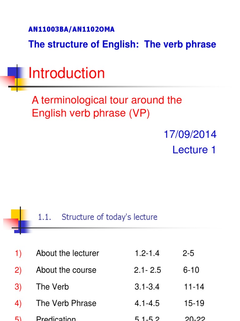 The Structure of English: The Verb Phrase | PDF | Phrase | Grammatical ...