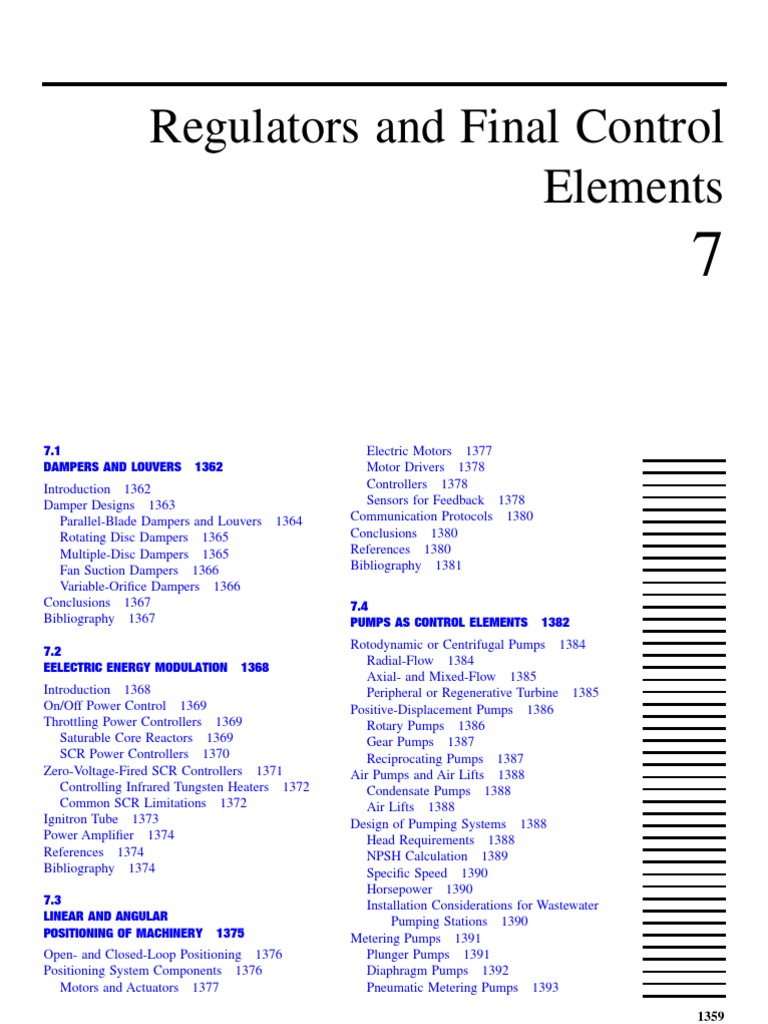 Regulators and Final Control Elements | PDF | Thermostat | Pump