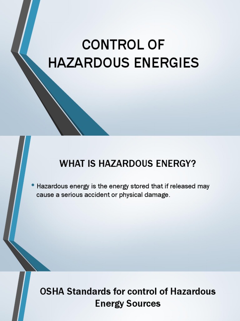 Control of Hazardous Energies | PDF | Prevention | Occupational Safety ...