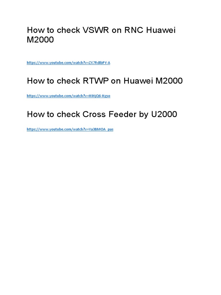 How To Check VSWR On RNC Huawei M2000 | PDF