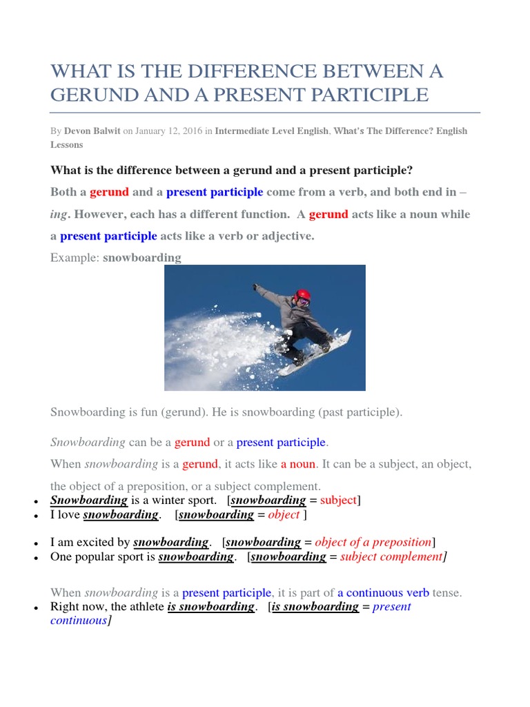 Gerund vs. Present Participle | PDF