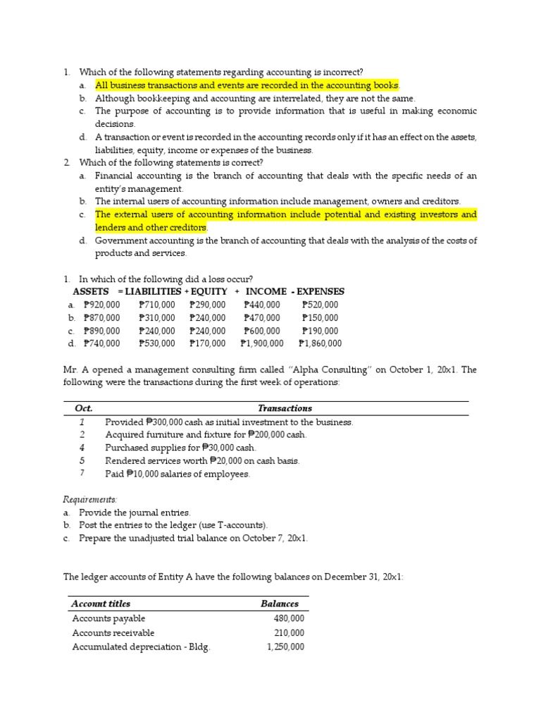 Assets Liabilities + Equity + Income - Expenses: Oct. Transactions ...