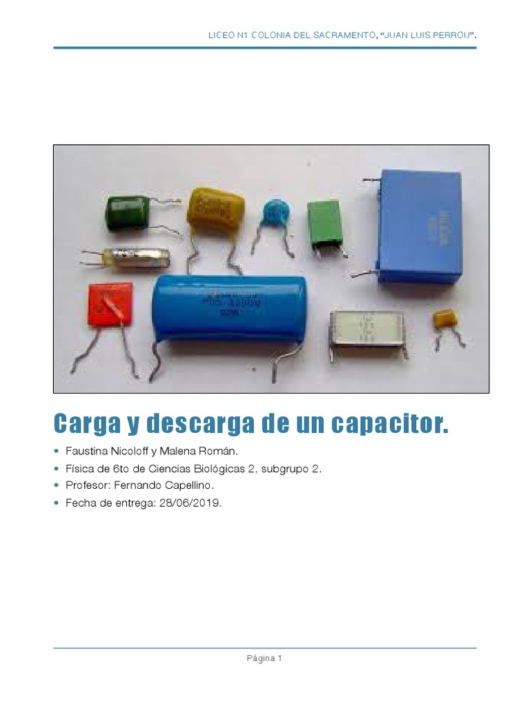 Carga y descarga de un capacitor. (1).pdf | Condensador | Capacidad