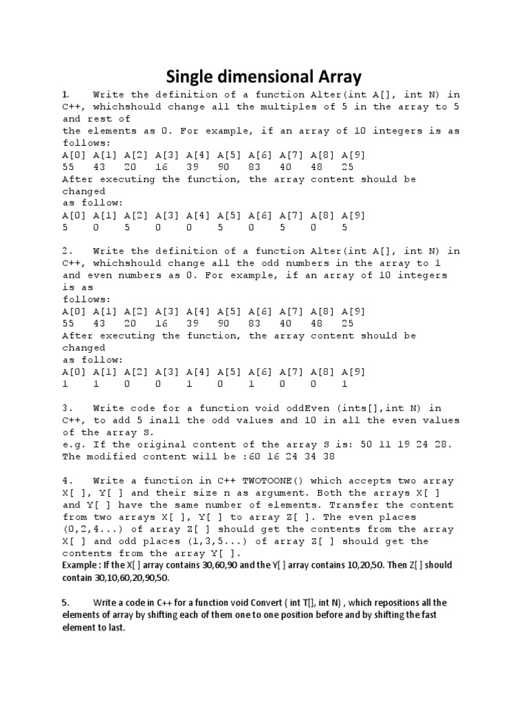Single Dimensional Array | PDF | Matrix (Mathematics) | Function (Mathematics)
