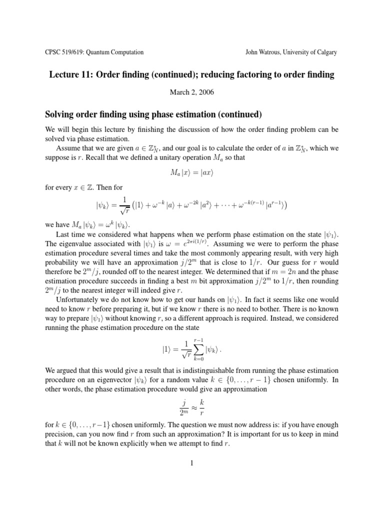 Factorization Reduced To Order Finding Pdf Algorithms Factorization