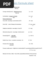 Csec Physics Formula Sheet | PDF