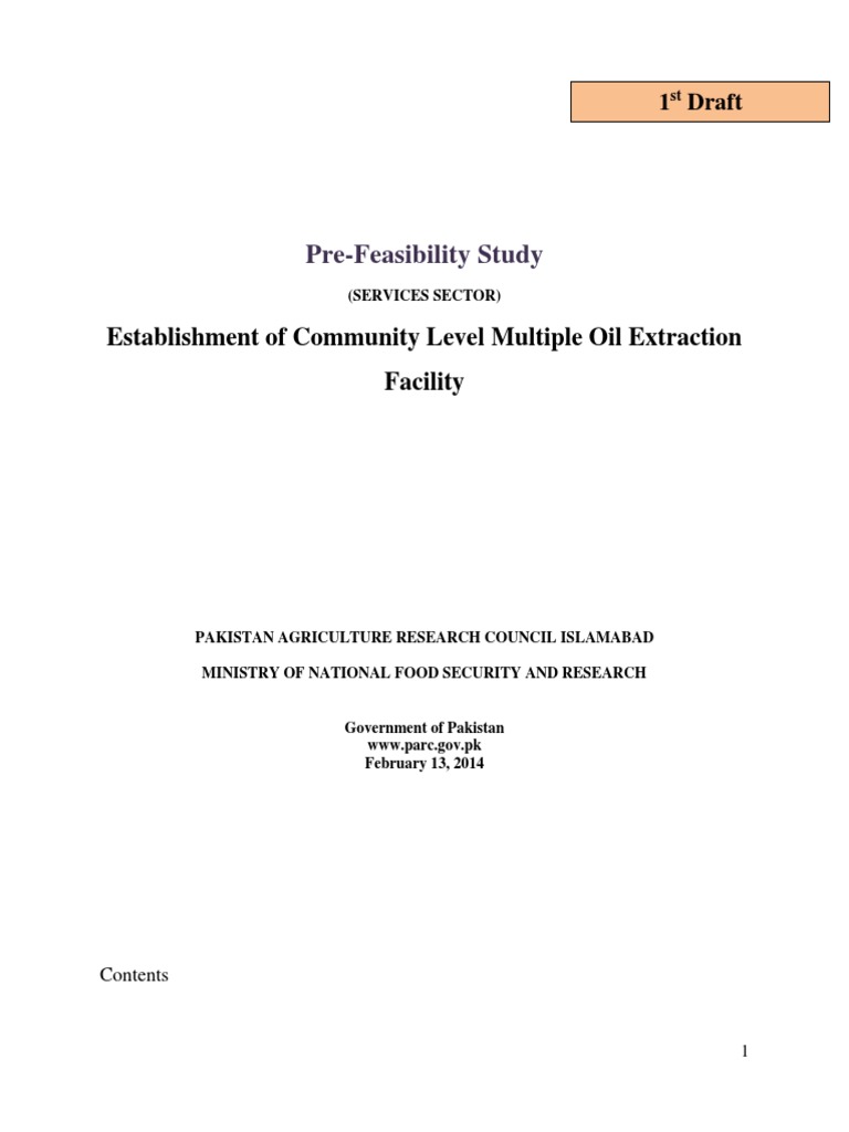 Oil Seed Extraction Draft Pre-Feasibility | PDF | Feasibility Study | Internal Rate Of Return