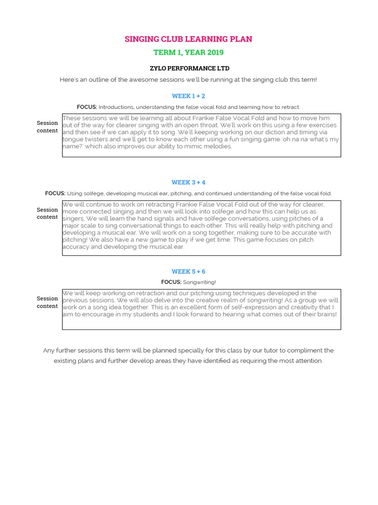 Singing Club: Vocal Techniques & Songwriting | PDF | Language Arts ...