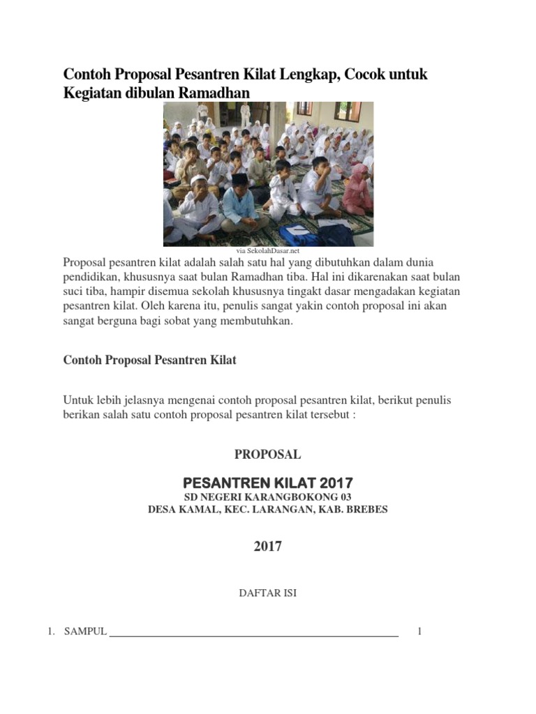 Contoh Proposal Pesantren Kilat Lengkap | PDF