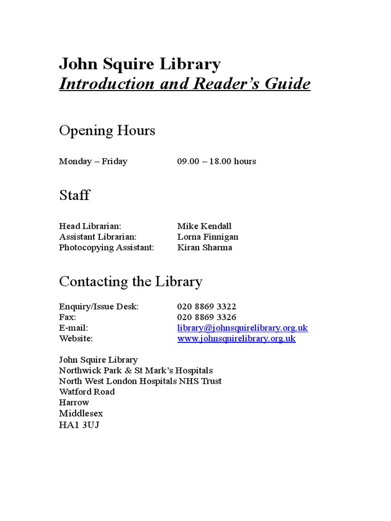 John Squire Library Reader's Guide | PDF | Social Science | Travel