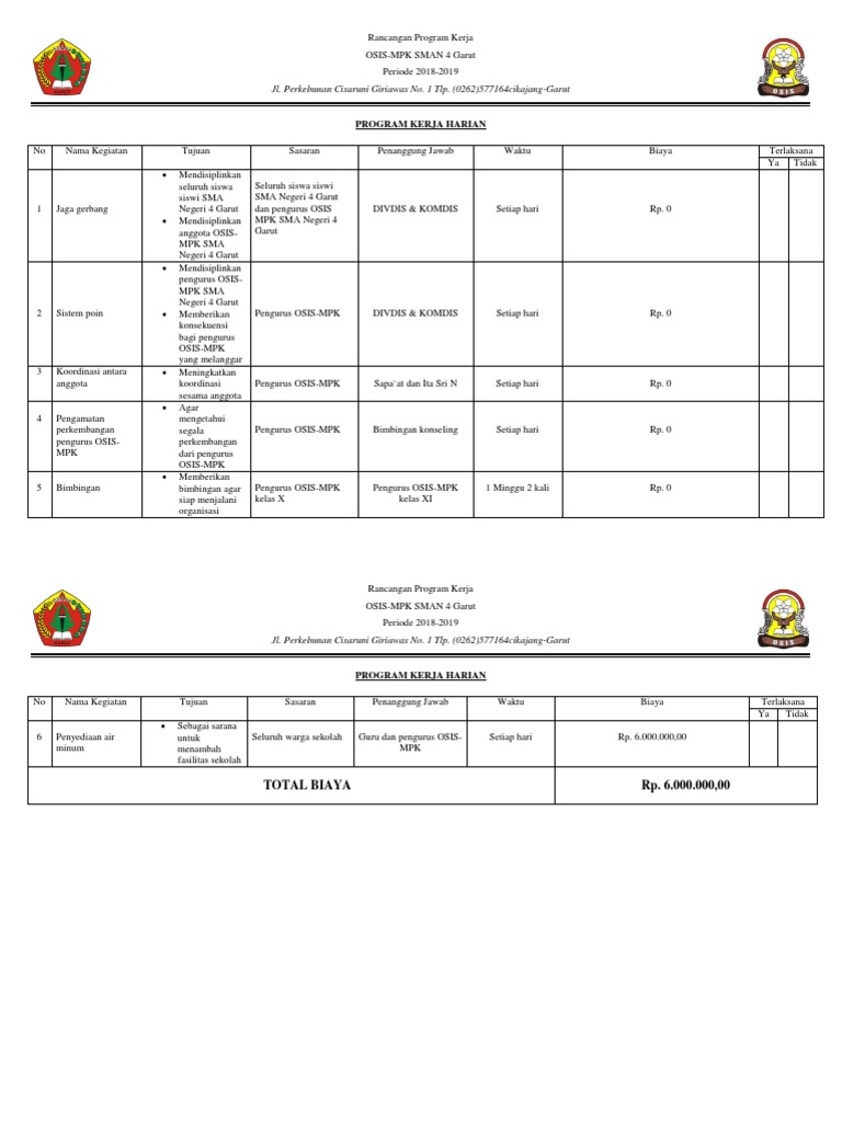 Program Kerja MPK | PDF