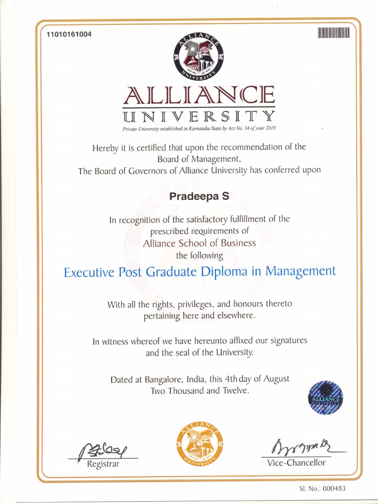 Alliance Certificate | PDF
