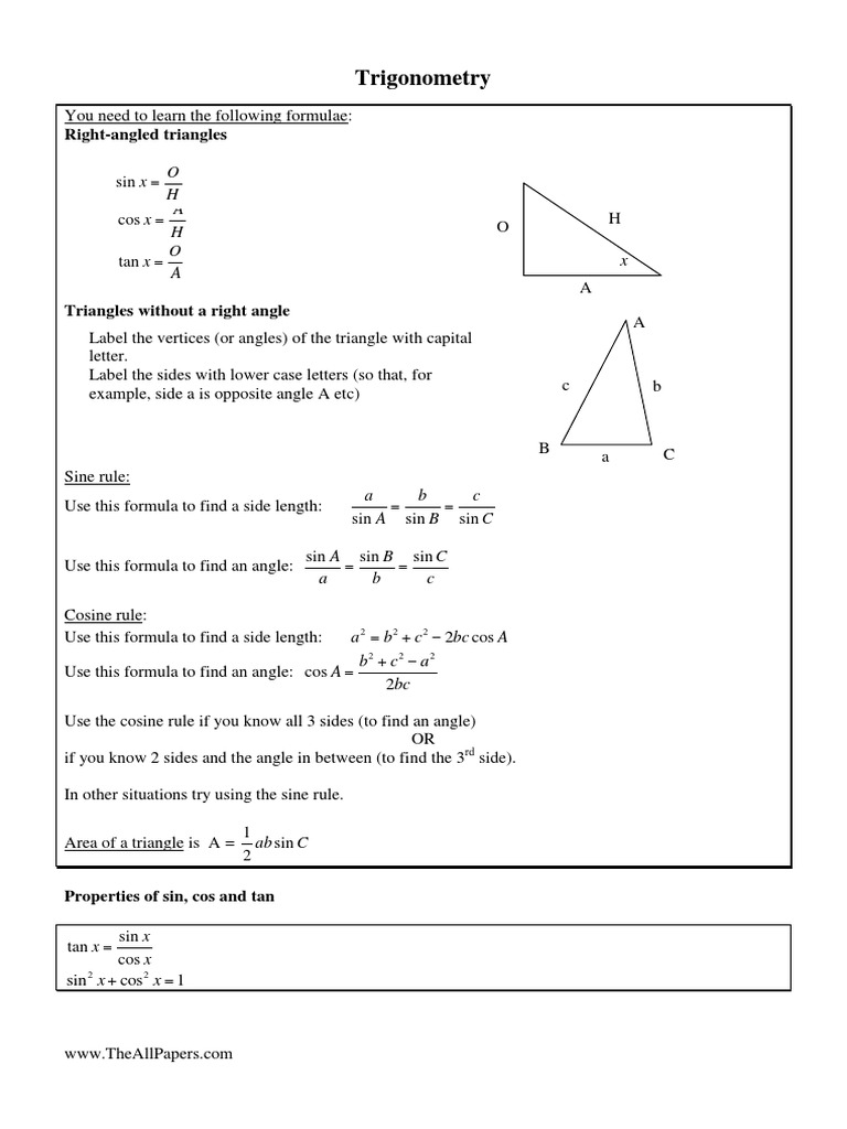 Trigonometry Revision | PDF | Trigonometric Functions | Sine