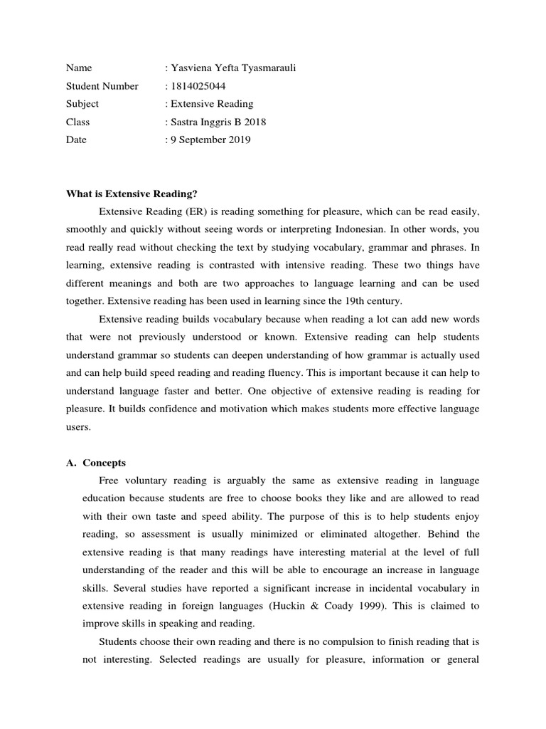 An In-Depth Exploration of Extensive Reading: Concepts, Principles ...