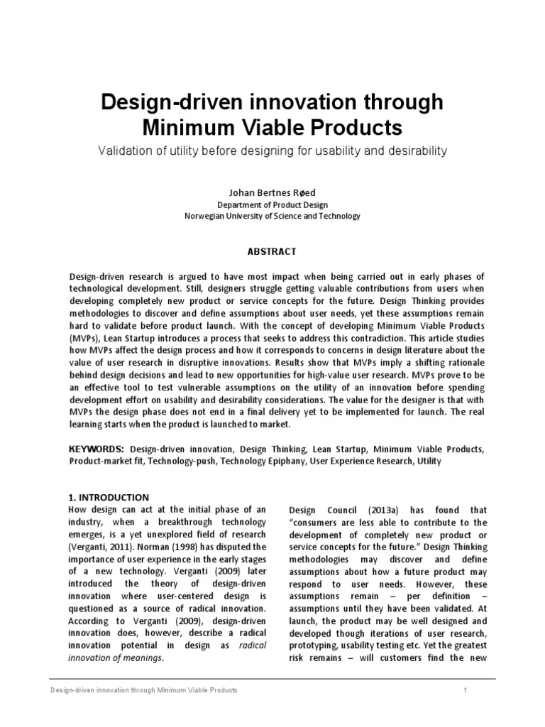 Design-Driven Innovation Through Minimum Viable Products JohanArtikke ...