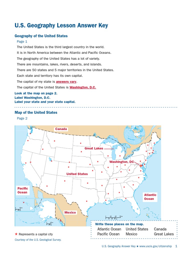 US Geography Answer Key | PDF | North America | East Coast Of The ...