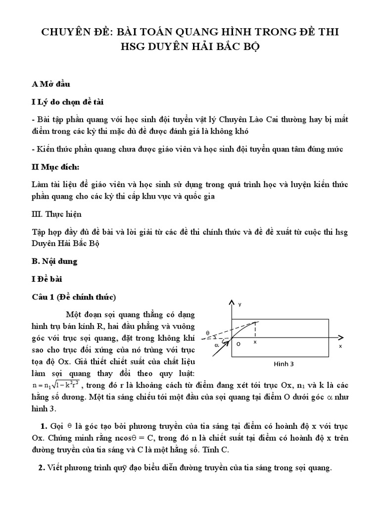 Chuyên Đề Bài Toán Quang Hình Trong Đề Thi Hsg DHBB | PDF