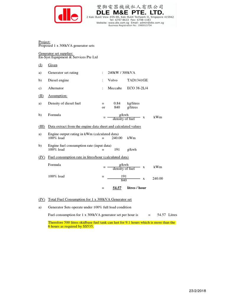 Genset Calculation | PDF