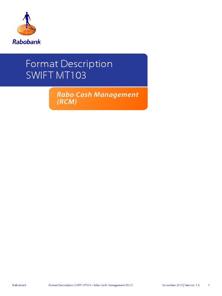 Format Description Mt103 RCM v1 0 RCC | PDF | Money | Financial Services