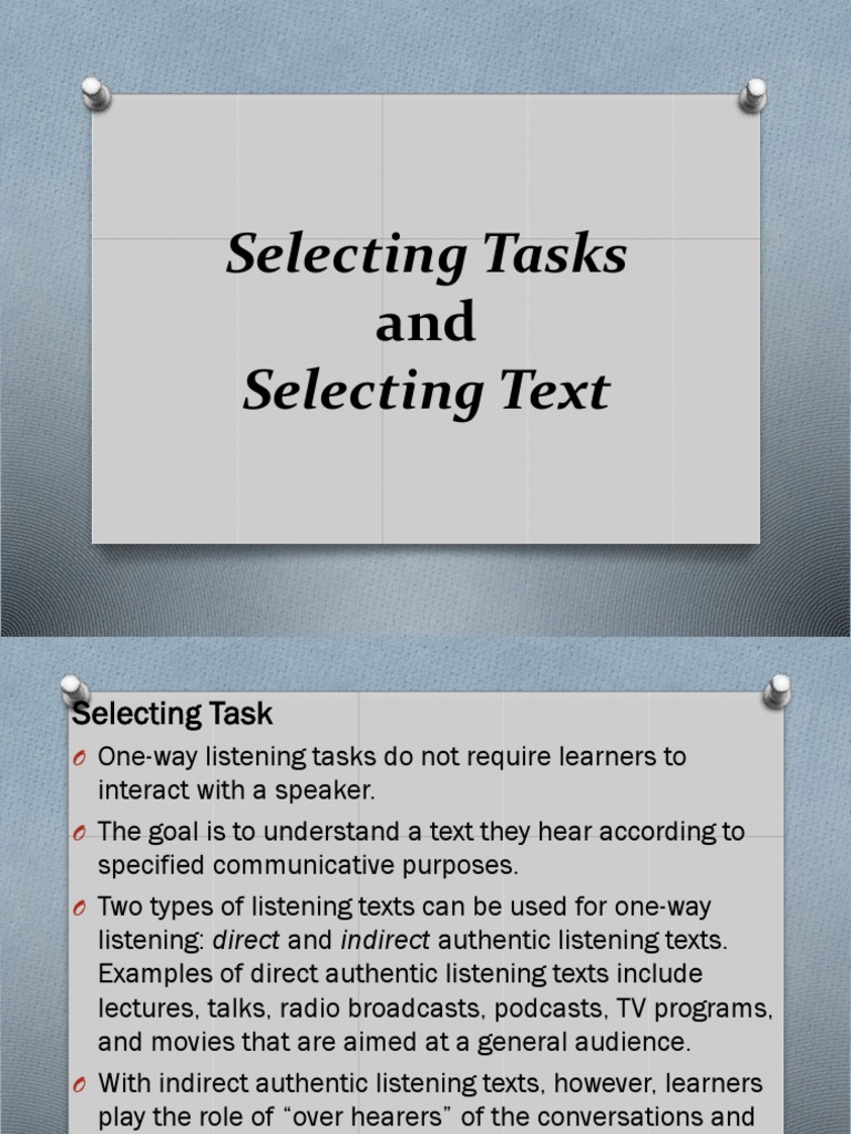 Selecting Tasks | PDF | Speech | Word