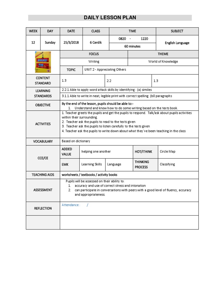 Lesson Plan Yr 6 Week 3 at 2017 | PDF | Lesson Plan | English Language