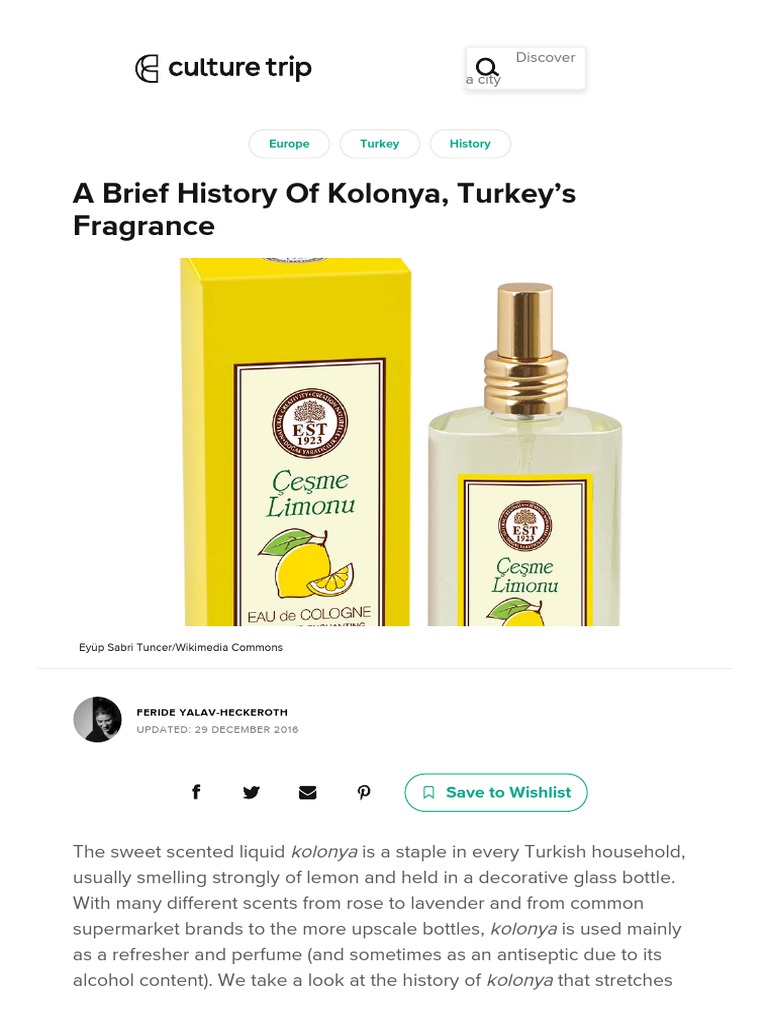 A Brief History of Kolonya, Turkey's Fragrance | PDF | Perfume | Beverages