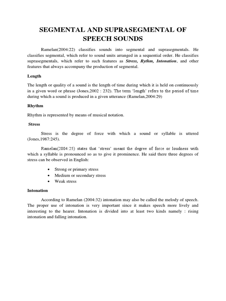 SEGMENTAL AND SUPRASEGMENTAL of SPEECH SOUNDS | PDF | Language Arts & Discipline | Foreign ...