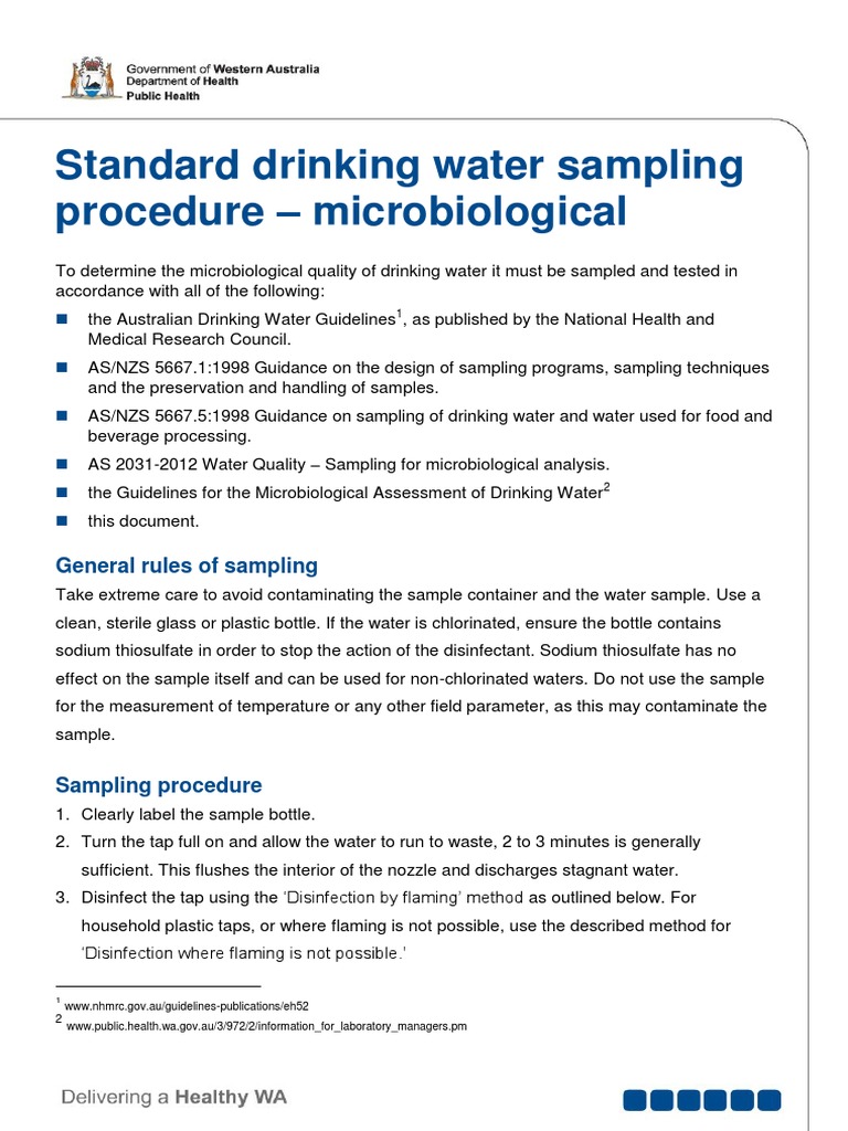 Water Sampling | PDF | Disinfectant | Drinking Water