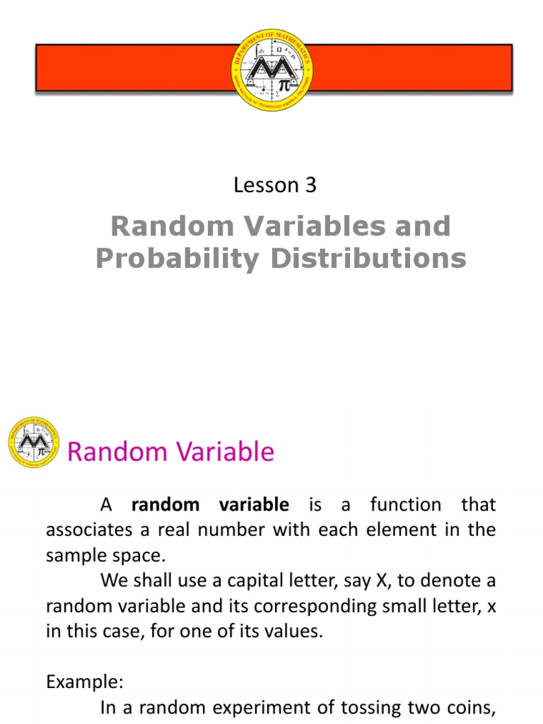 MATH 03 Lesson 3 Random Variables and Probability Distributions PDF | PDF | Expected Value ...
