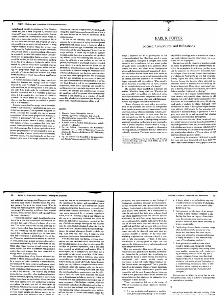 Karl R. Popper: Science: Conjectures and Refutations | PDF ...