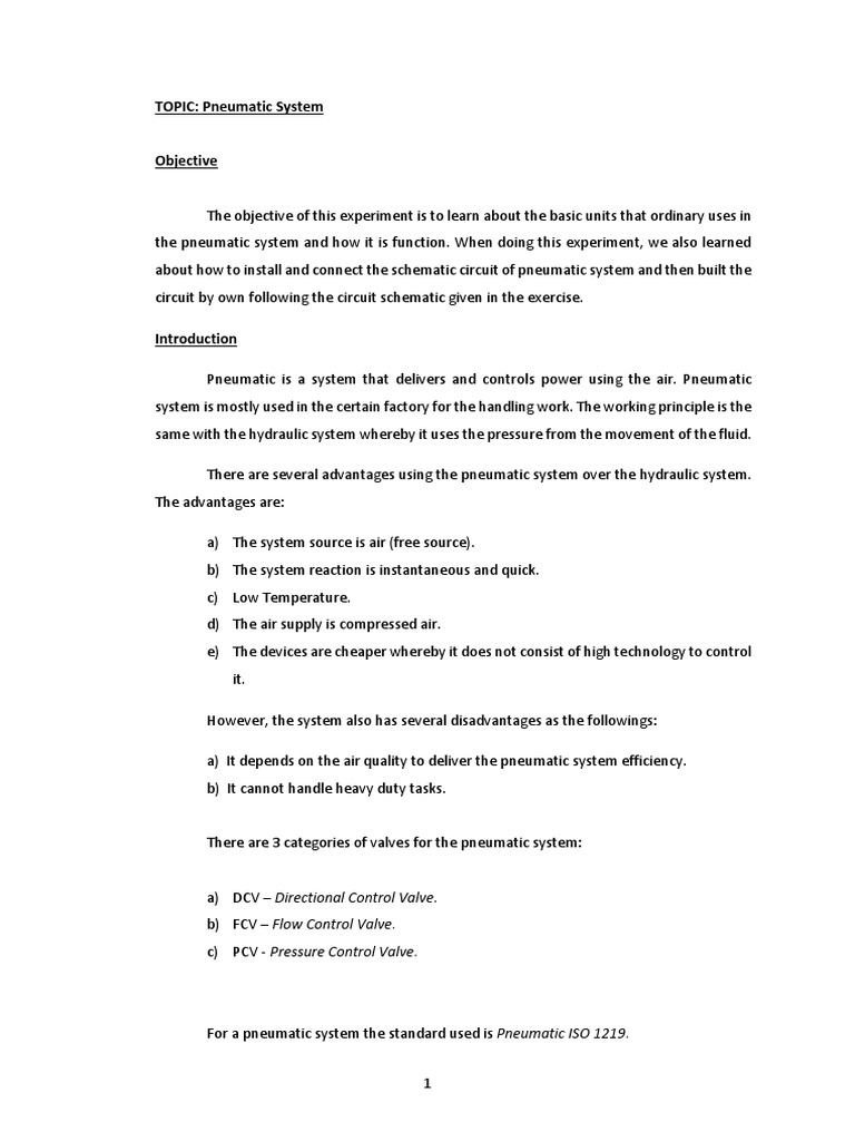 LAB Pneumatic Final | PDF | Valve | Pneumatics