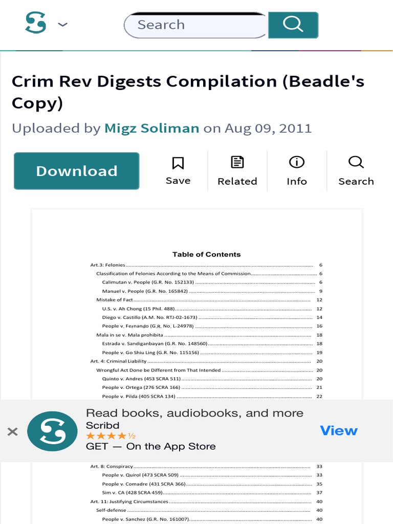 Crim Rev Digests Compilation (Beadle's Copy) : Download | PDF | Misconduct | Morality