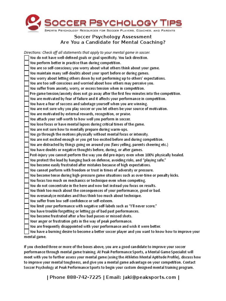 Assessing the Mental Game: Identifying Areas for Improvement to Enhance ...