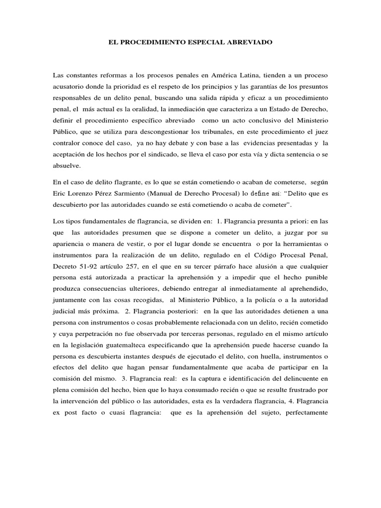 El Procedimiento Abreviado en El Derecho Penal y Procesal Penal Guatemalteco | PDF | Queja ...