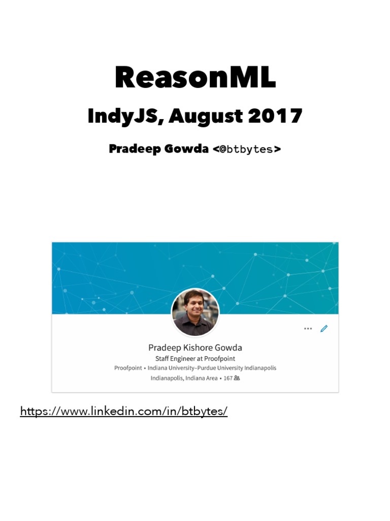 Reasonml: Indyjs, August 2017 | PDF | Java Script | Computer Programming Tools