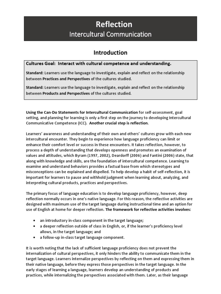 Intercultural Can-Dos - Reflections Scenarios PDF | PDF | Second ...