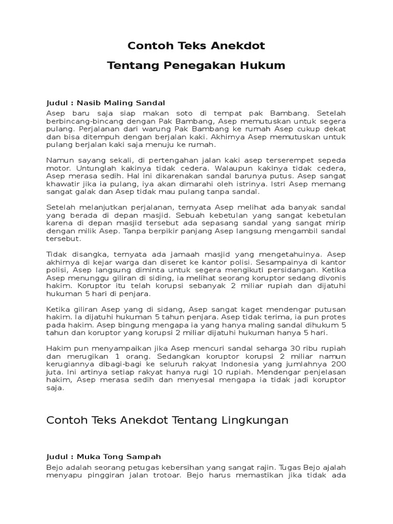 5 Contoh Teks Anekdot | PDF