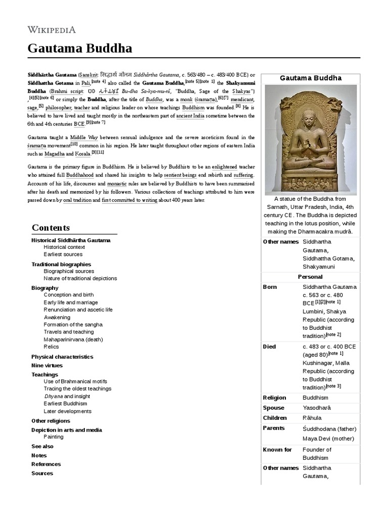 Gautama Buddha | PDF | Gautama Buddha | Enlightenment In Buddhism