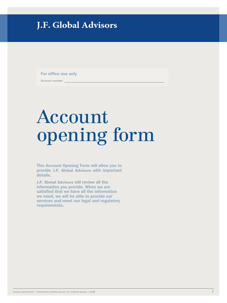 Account Opening Form: J.F. Global Advisors | PDF | Securities (Finance ...