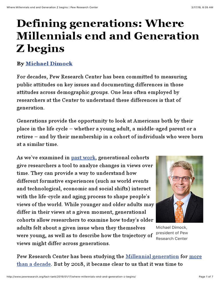 Defining Generations: Where Millennials End and Generation Z Begins ...