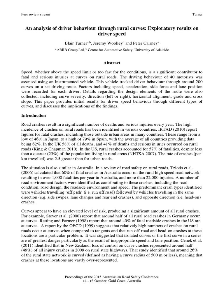 Driver speed behavior through rural curves | PDF | Traffic Collision | Risk