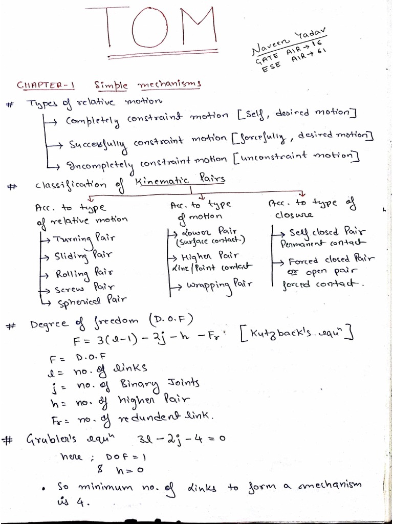 Theory of Machine 1 | PDF