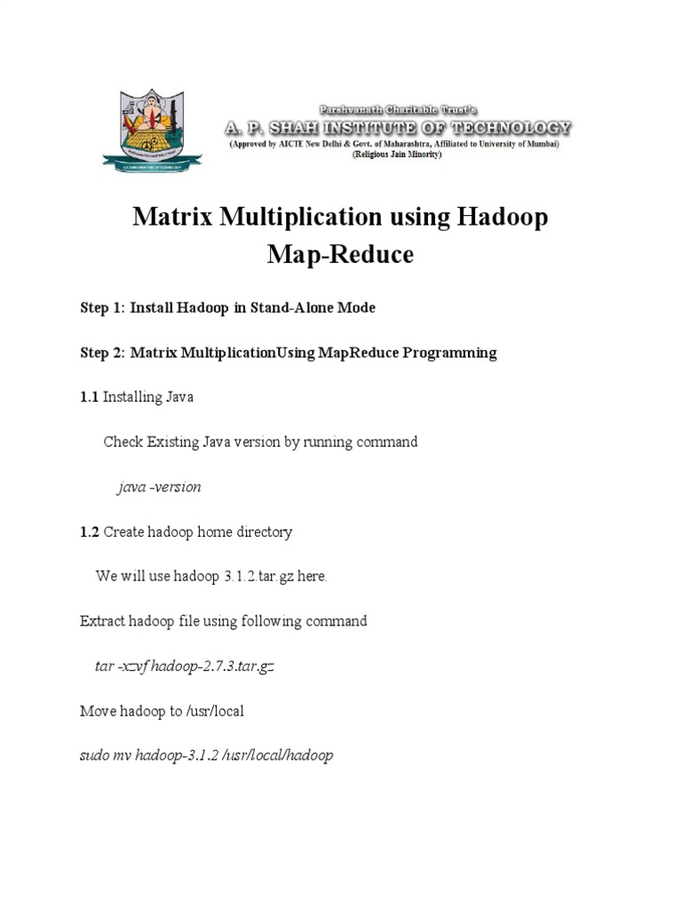 Matrix Multiplication Using Hadoop Map-Reduce | PDF | Apache Hadoop ... Matrix Multiplication Using Hadoop Map-Reduce | PDF | Apache Hadoop ...