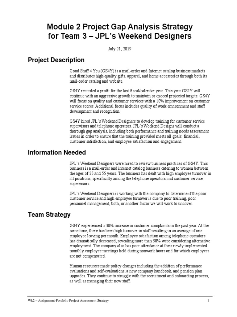 Module 2 Project Gap Analysis Strategy For Team 3 - JPL's Weekend ...
