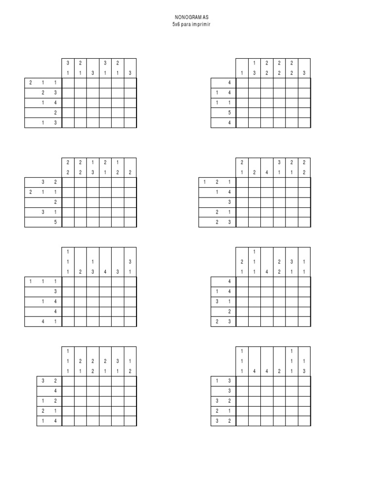 Nonogramas 5x5 | PDF