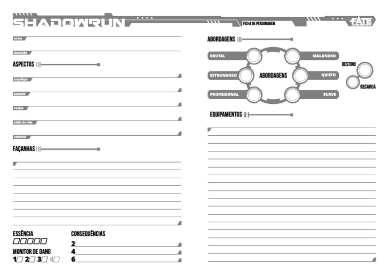 Ficha de Personagem - Fate Acelerado Shadowrun PDF | PDF