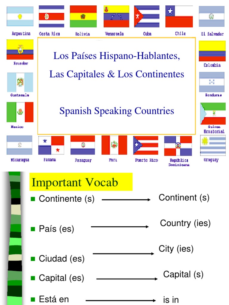 Países y Capitales Hispano-Hablantes | PDF | Américas | Centroamérica
