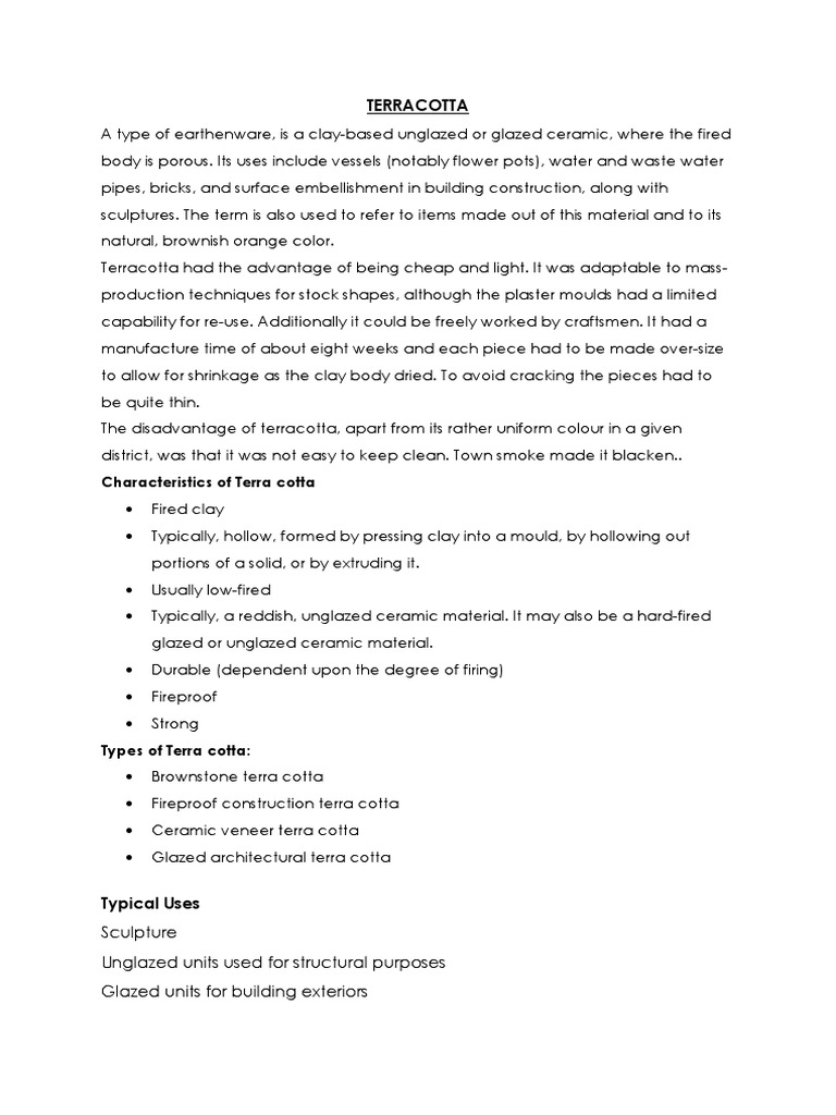 Terracotta: Characteristics of Terra Cotta | PDF | Vault (Architecture ...